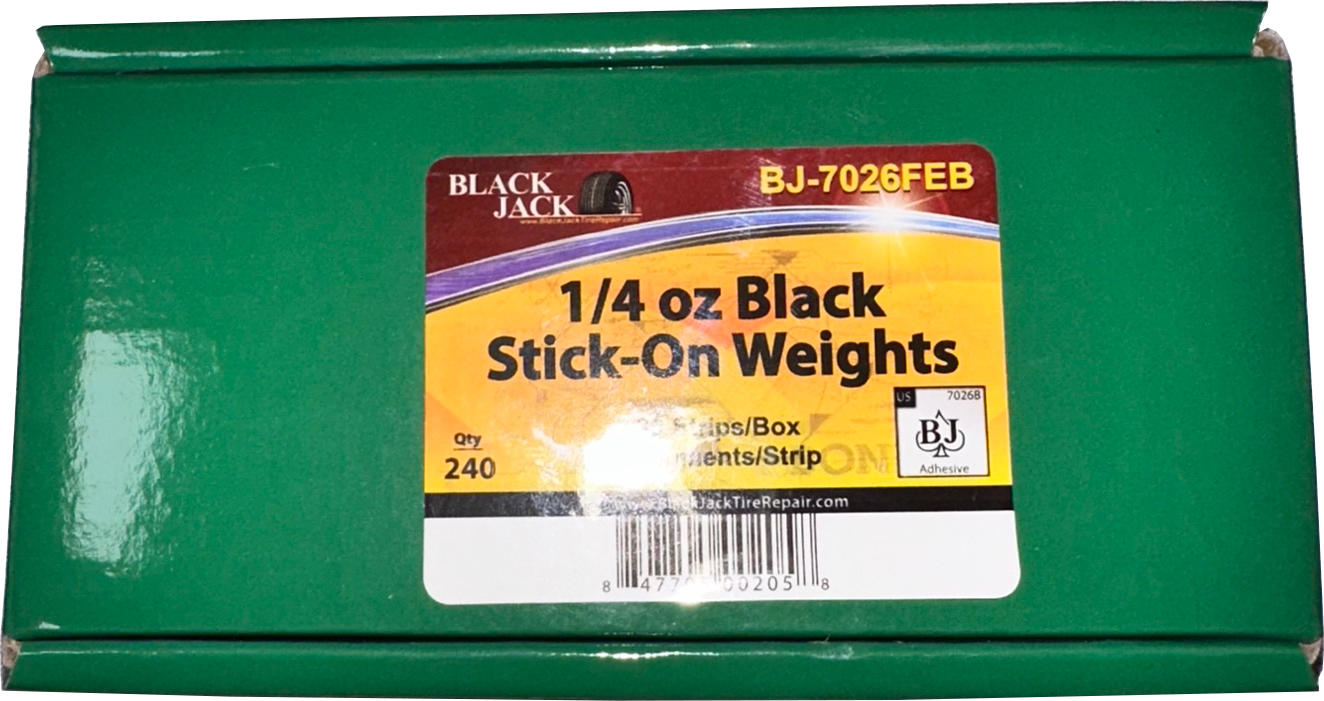 1/4 oz Black Stick-on Weights on White USA Tape, 240 Segments/Box ...